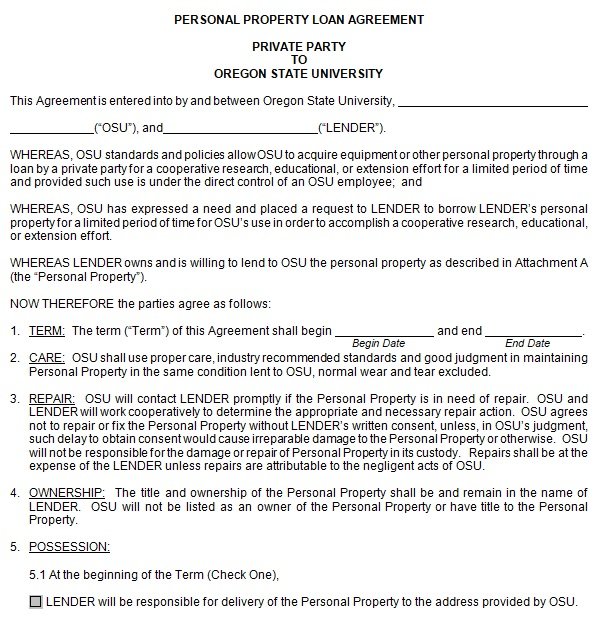 17+ Free Printable Loan Agreement Templates & Forms [Word, PDF] - Excel TMP